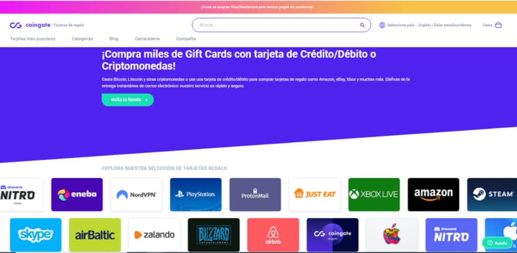 Top Mejores Páginas Para Comprar Gift Cards Con Criptomonedas ...